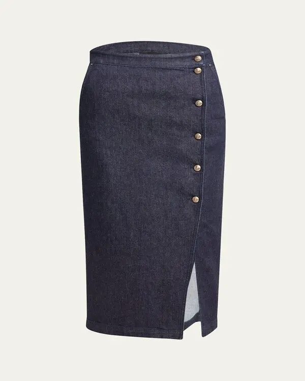 Giorgio Armani Cotton-cashmere Denim Midi Skirt