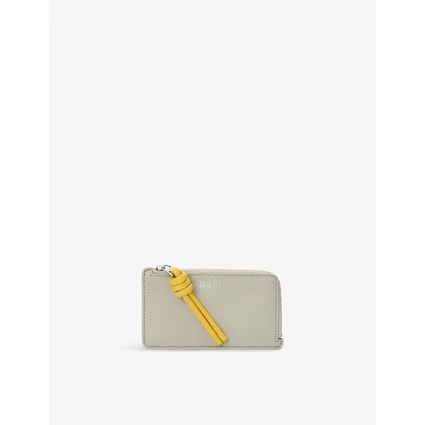 Loewe Knot Coin Leather Card Holder - Shell Grey/dandelion