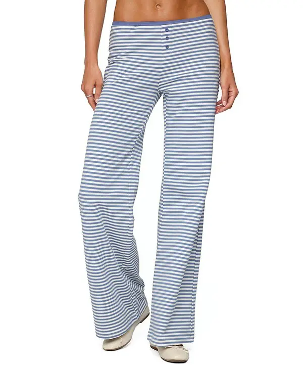 EDIKTED Striped Pants - Blue And White
