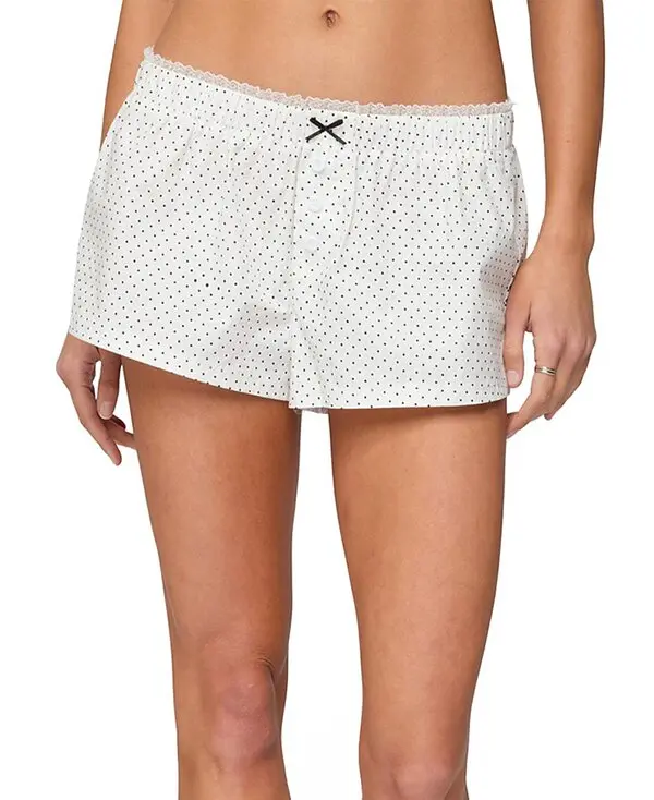 EDIKTED Polka Dot Boxer Shorts - White And Black