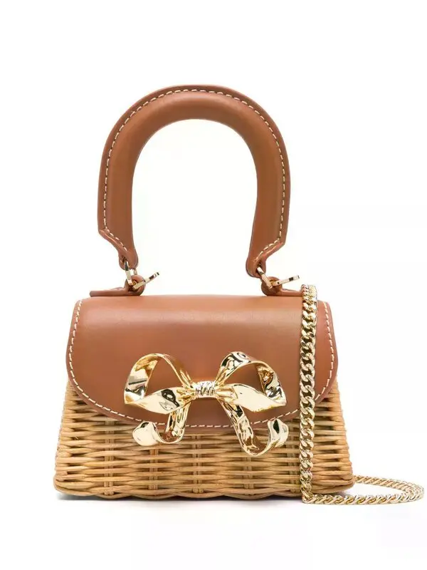 【SELF PORTRAIT】 Bow Mini rattan tote bag Rattan Mini Bow Bag – self-portrait-US