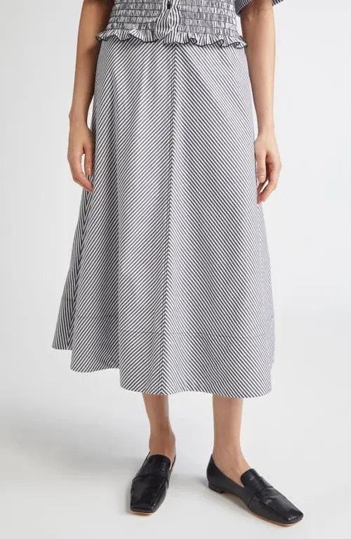 Brandon Maxwell The Knox Stripe Cotton Circle Skirt - Black/ White Stripe