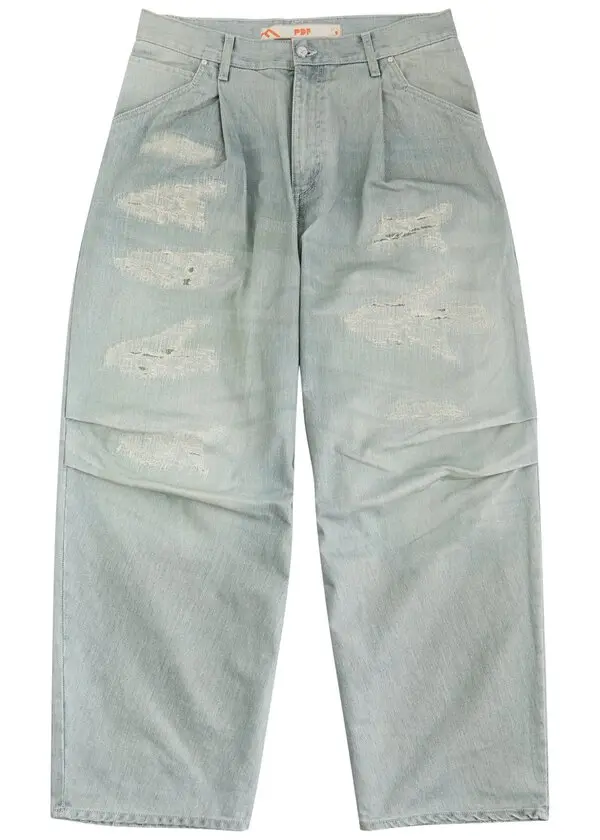 PDF CHANNEL Fat Angelo Distressed Wide-leg Jeans