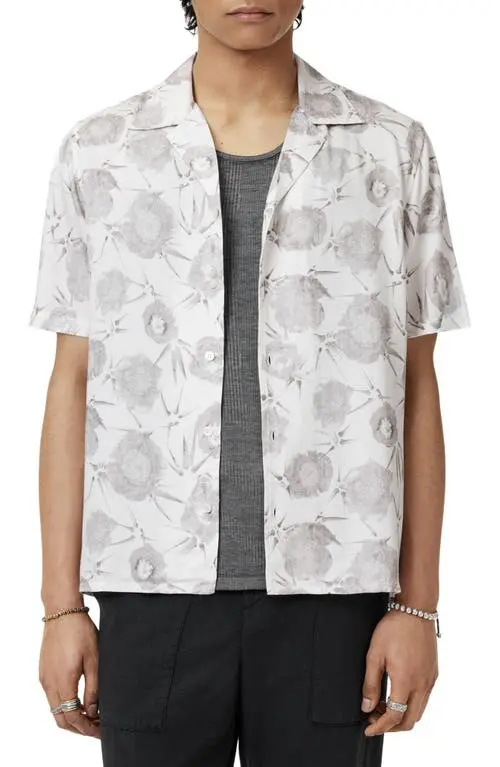 John Varvatos Dan Print Modal Camp Shirt - White