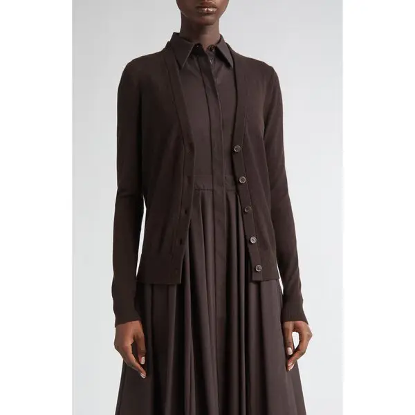 Michael Kors Cashmere V-neck Cardigan - Chocolate