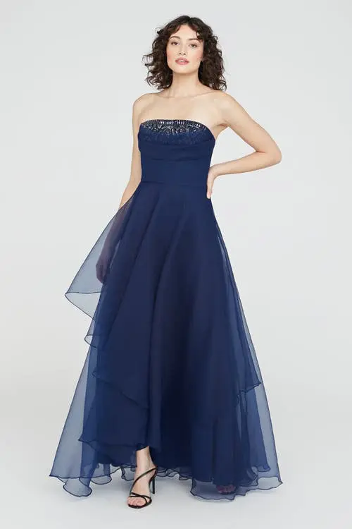 Theia Aubrey Asymmetric Organza Gown