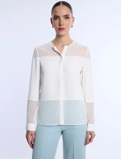 Bcbgmaxazria Chiffon Sheer Panel Blouse