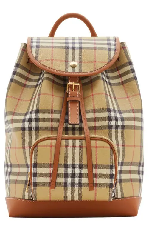 Burberry Check Coated Canvas Backpack - Vintage Check/ Briar Brown