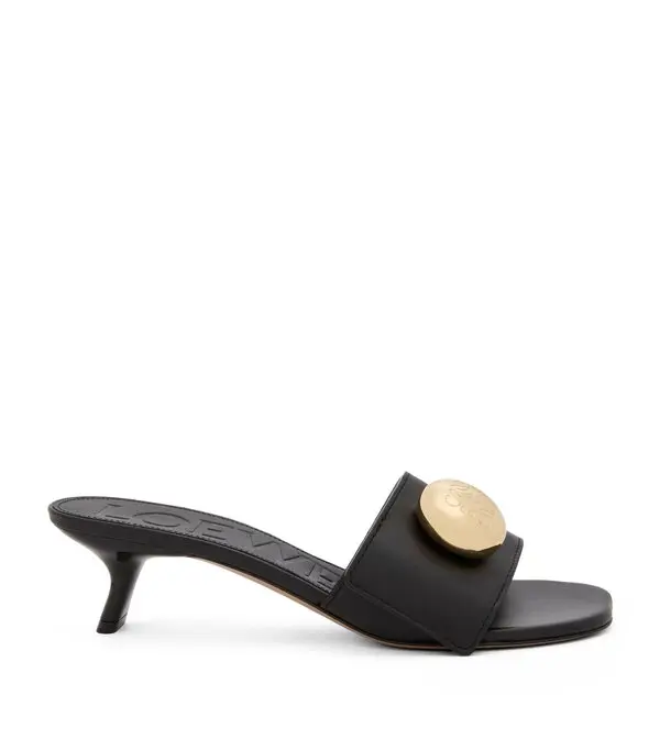 Loewe Leather Pebble Heeled Mules 45 - Black