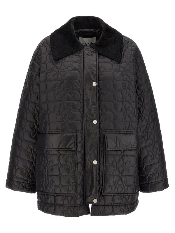 GANNI Shiny Quilted Midi Jacket