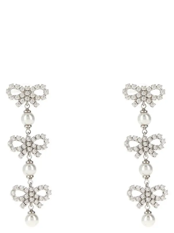 SELF-PORTRAIT Bow Pearl Tiered Earrings