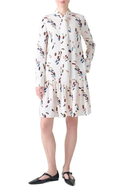 Akris Dropping Dots Long Sleeve Shirtdress