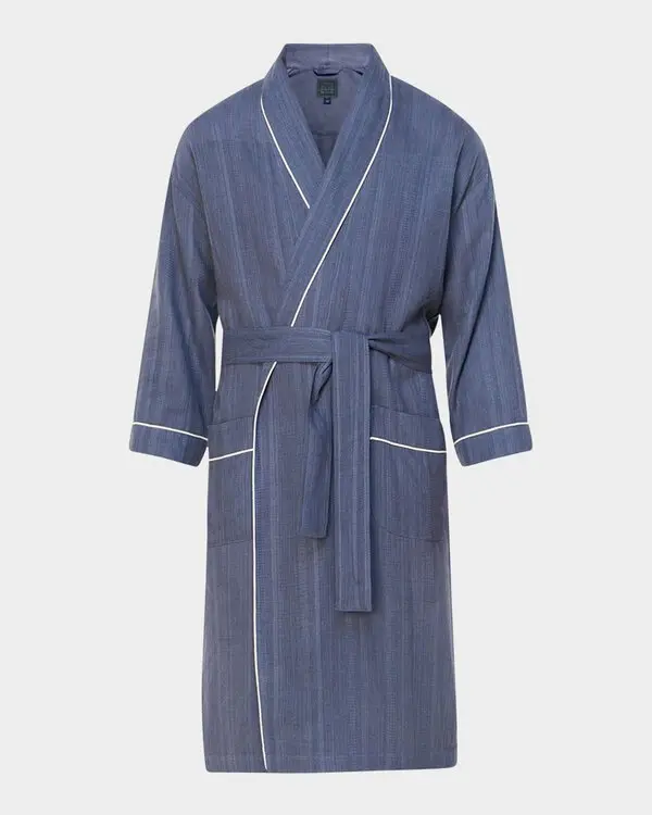 Majestic International Summer Woven Shawl Robe - Chambray