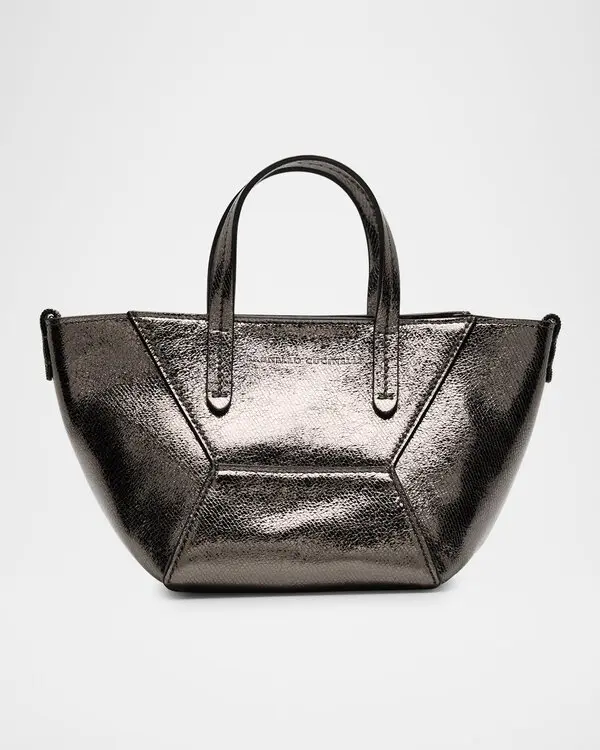 Brunello Cucinelli Mini Metallic Leather Shopper Tote