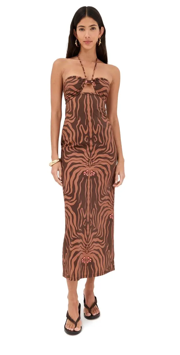 Johanna Ortiz Jungle Palms Halterneck Midi Dress