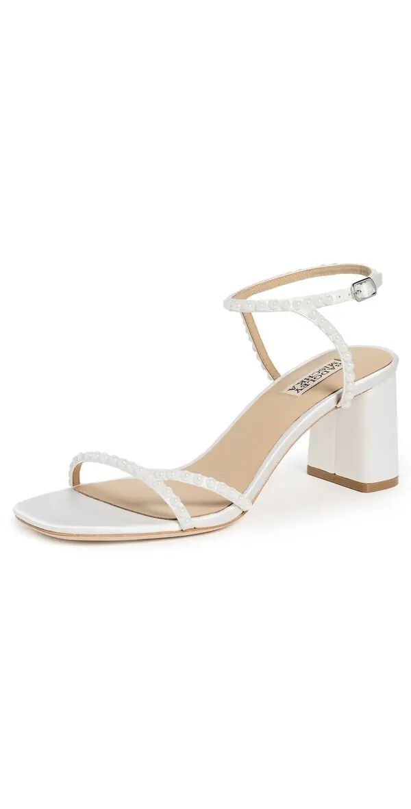 Badgley Mischka Giabella Heeled Sandals - White Satin