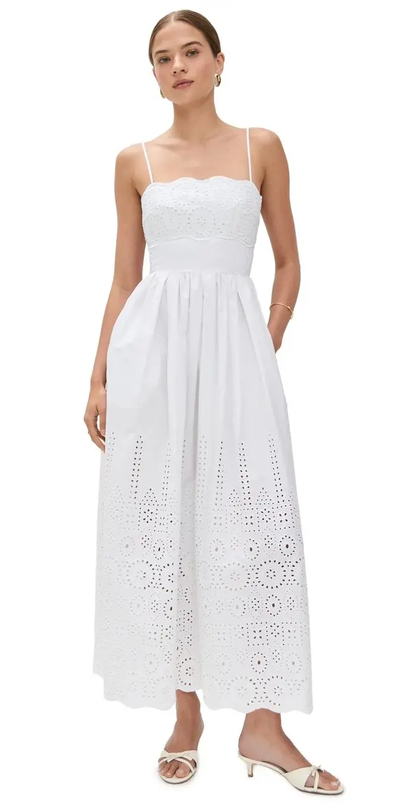 Susana Monaco Embroidered Poplin Open Back Maxi Dress