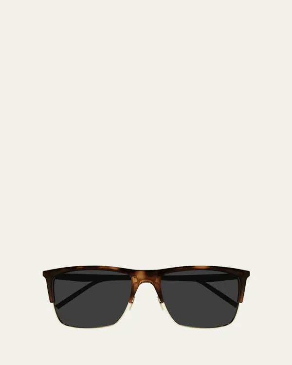 Saint Laurent Acetate Rectangle Sunglasses - Shiny Mediumshiny Light Gold