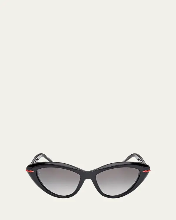 CHRISTIAN LOUBOUTIN Acetate Cat-eye Sunglasses - Shiny Black With Shiny Pale Gold Smoke Gradient Lens