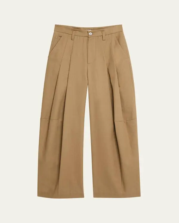 Brunello Cucinelli Cotton Twill Barrel Pleated Pants