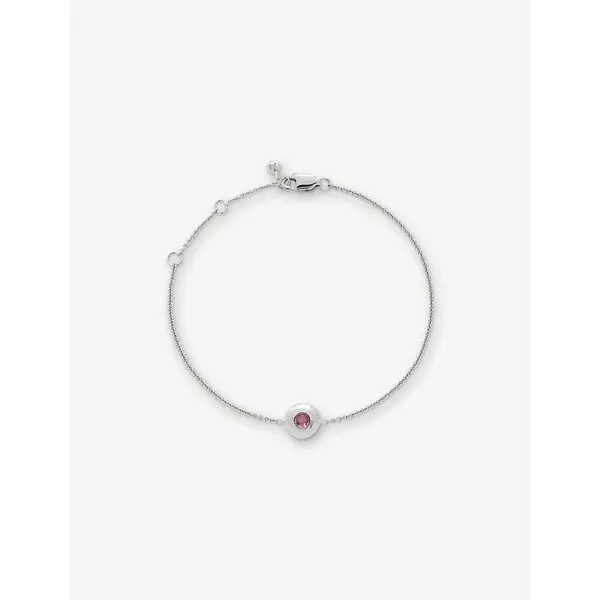 Monica Vinader October Birthstone Pink Tourmaline Chain Bracelet - Silver