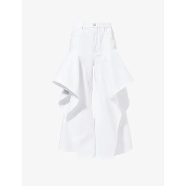 Alaïa Ruffled Split Denim Jeans
