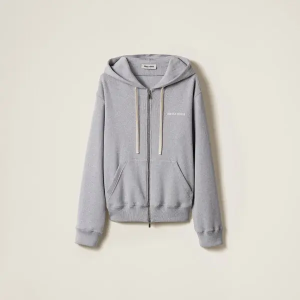 Miu Miu Cotton Fleece Zip-up Hoodie