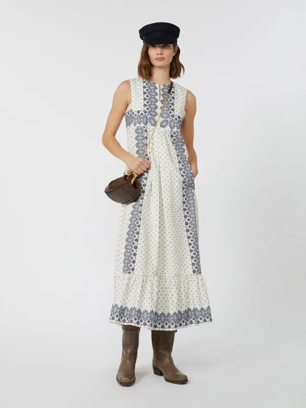 Max Mara Printed Poplin Maxi Dress - Ivory