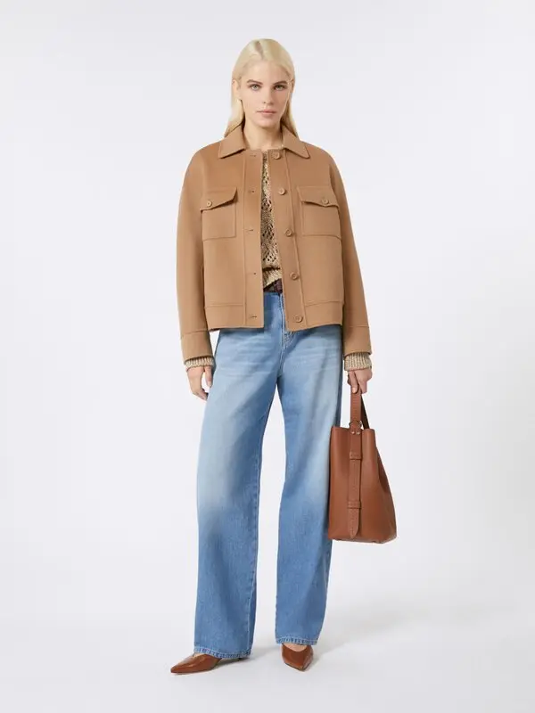 Max Mara Wool, Cashmere, And Silk Trucker Jacket - Camel