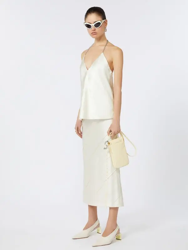 Max Mara Pencil Skirt With Pleated Details - Ivory