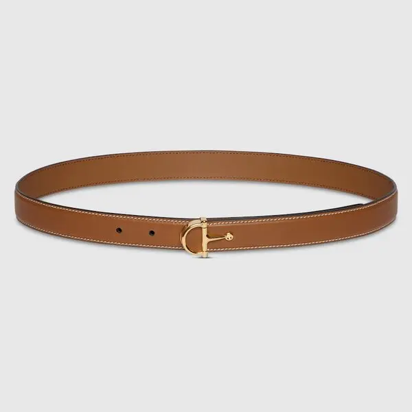 Gucci Thin Belt With Half-horsebit Buckle - Brown