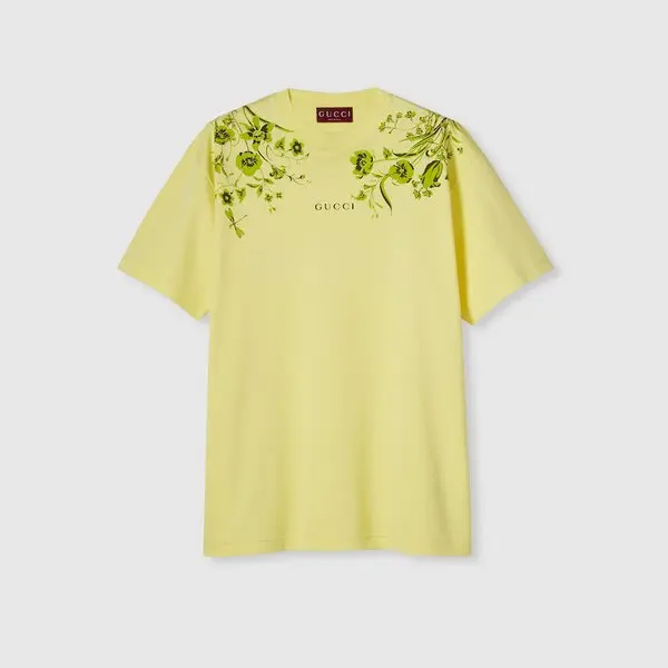 Gucci Soft Cotton Jersey T-shirt With Floral Print - Green