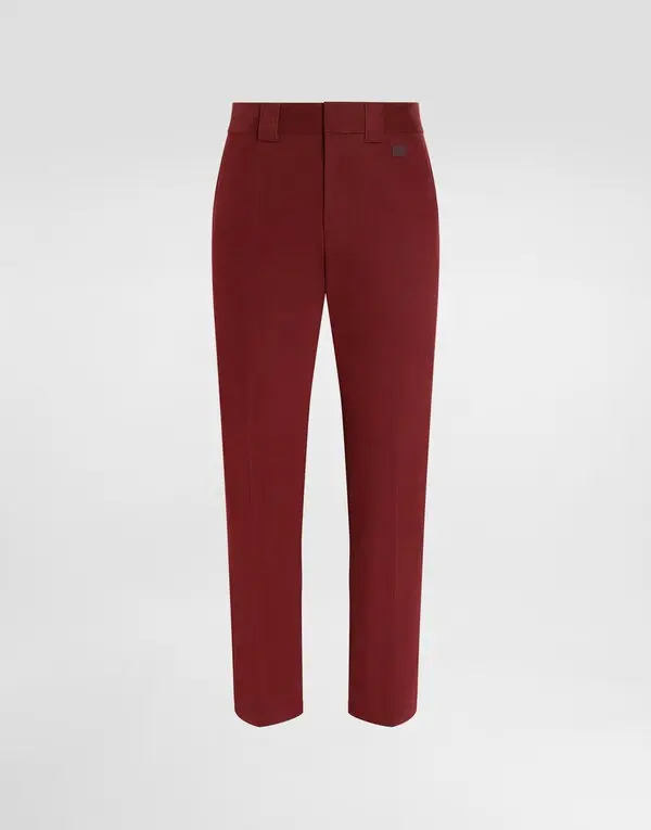 Dolce & Gabbana Tailored Stretch Cotton Gabardine Pants - Bordeaux