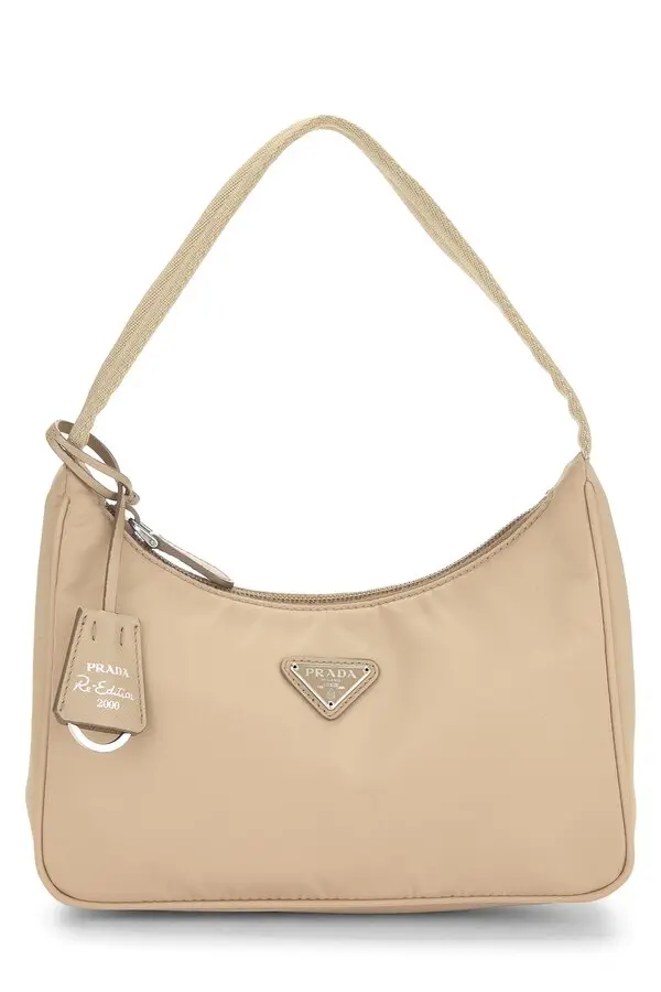 Prada Tessuto Re-edition 2000 Hobo Mini - Beige