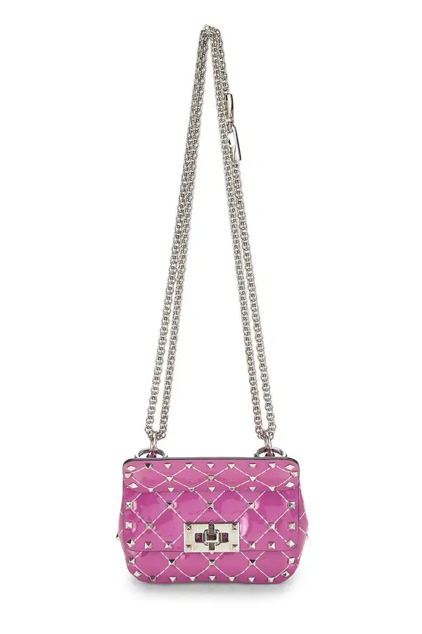 Valentino Garavani Patent Leather Rockstud Spike Flap Shoulder Bag Micro
