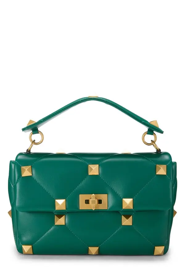 Valentino Garavani Leather Roman Stud Flap Bag - Green