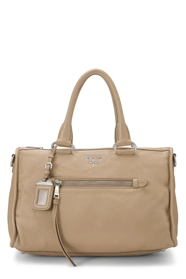 Prada Vitello Daino Convertible Zip Handbag Medium