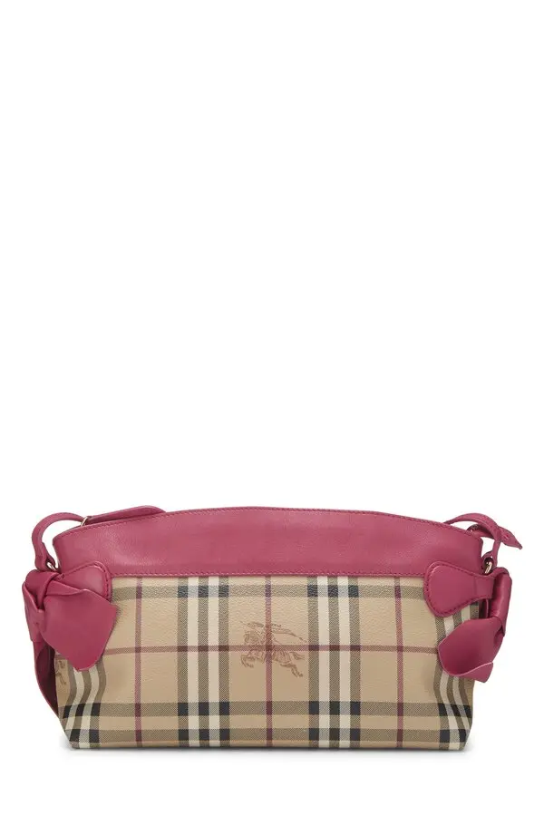 Burberry Haymarket Check Coated Canvas Bow Tie Crossbody - Beige