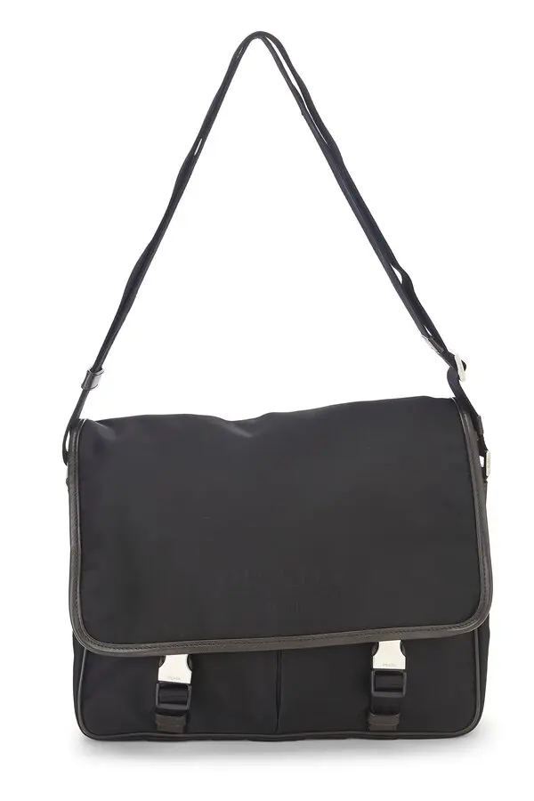 Prada Nylon Double Buckle Flap Messenger Bag