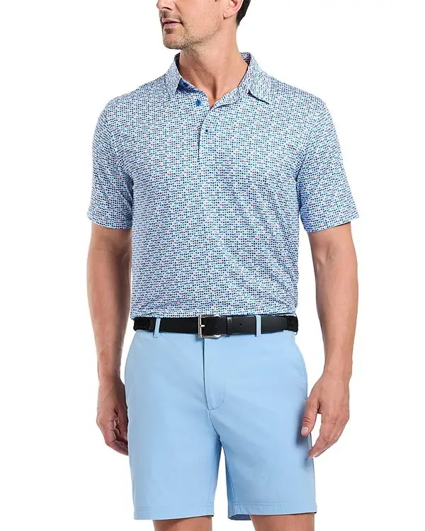 Robert Graham Galan Micro Geo Print Classic Fit Performance Polo Shirt