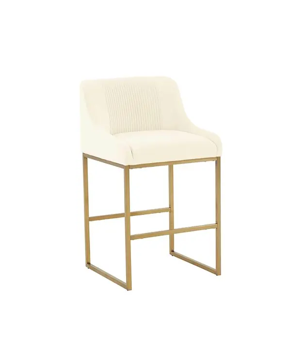 TOV FURNITURE Lisa Pleated Velvet Counter Stool - White