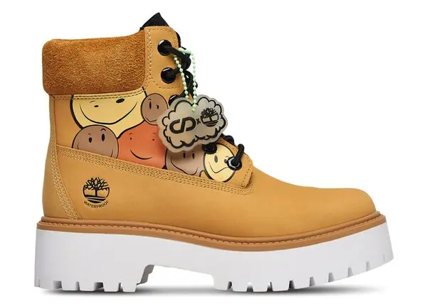 Timberland 6" Waterproof Platform Boot With Smiley Face Print