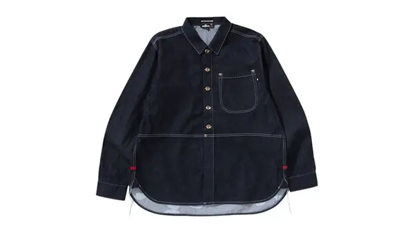 BAPE Denim Pocket Long Sleeve Shirt - Navy Blue