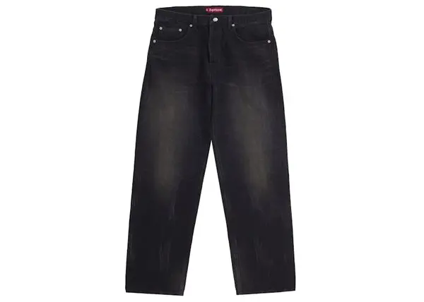 Supreme Distressed Loose Fit Selvedge Jean - Washed Black