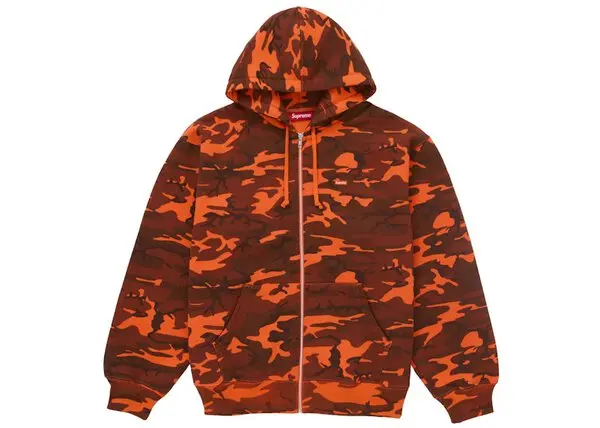 Supreme Small Box Zip Up Hooded Sweatshirt - Bright Orange Camo