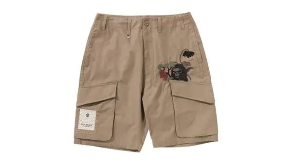 BAPE Cross Stitched Army Shorts - Beige