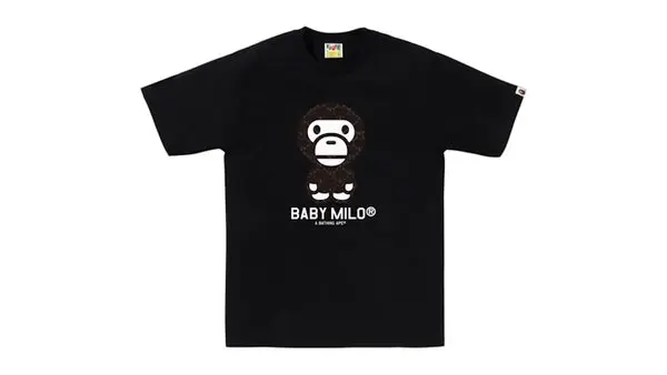 BAPE College Monogram Baby Milo Tee Shirt - Black