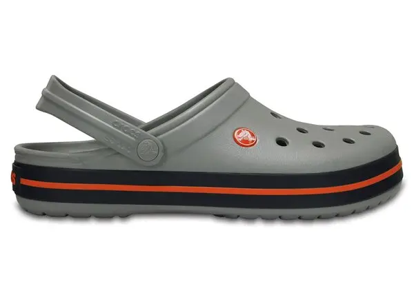 CROCS Crocband Clogs - Light Grey/navy Blue