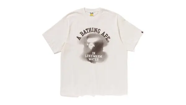 BAPE Water Print College Logo Relaxed Fit Tee Shirt - White/ivory