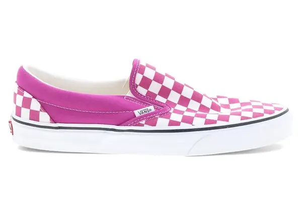 VANS Classic Checkerboard Slip-on Sneakers - Fuchsia Red/true White
